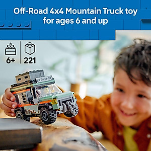 LEGO City Off-Road 4x4 Mountain Truck Toy - Building Toy Set for Kids, Boys and Girls, Ages 6+ - Fun Gift Idea for Birthdays and Holidays - with Adventurer Minifigure and Accessories - 60447