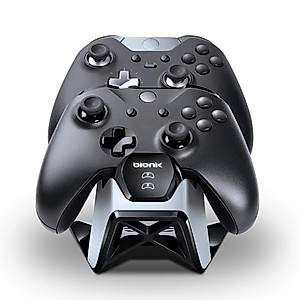 Bionik Power Stand Xbox Controller Charger Station: Store and Fast Charge 2 Wireless Xbox One/S/Elite Controllers, Power Adapter and 2 Battery Packs Included, Back Lit Status Indicators