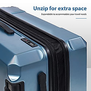 Coolife Luggage 2 Piece Luggage Set Carry On Spinner Suitcase Set with Pocket Compartment Weekend Bag Hardside Trunk (snow white_zipper type, 2-piece Set)