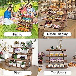 Fumingpal Wooden Cupcake Stand - 4 Tier Cupcake Display Stand, Rustic Tiered Display Stand, Tool Free Installation Cupcake Stand for Birthday Party Decoration Supplies