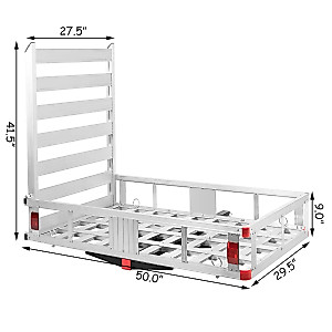 IRONMAX Aluminum Cargo Carrier with Ramp, 50’’ x 29.5’’ Hitch Mount Mobility Scooter Wheelchair Carrier, Tow Hitch Cargo Carrier for Car, Van, SUV, RV, 500 LBS Capacity