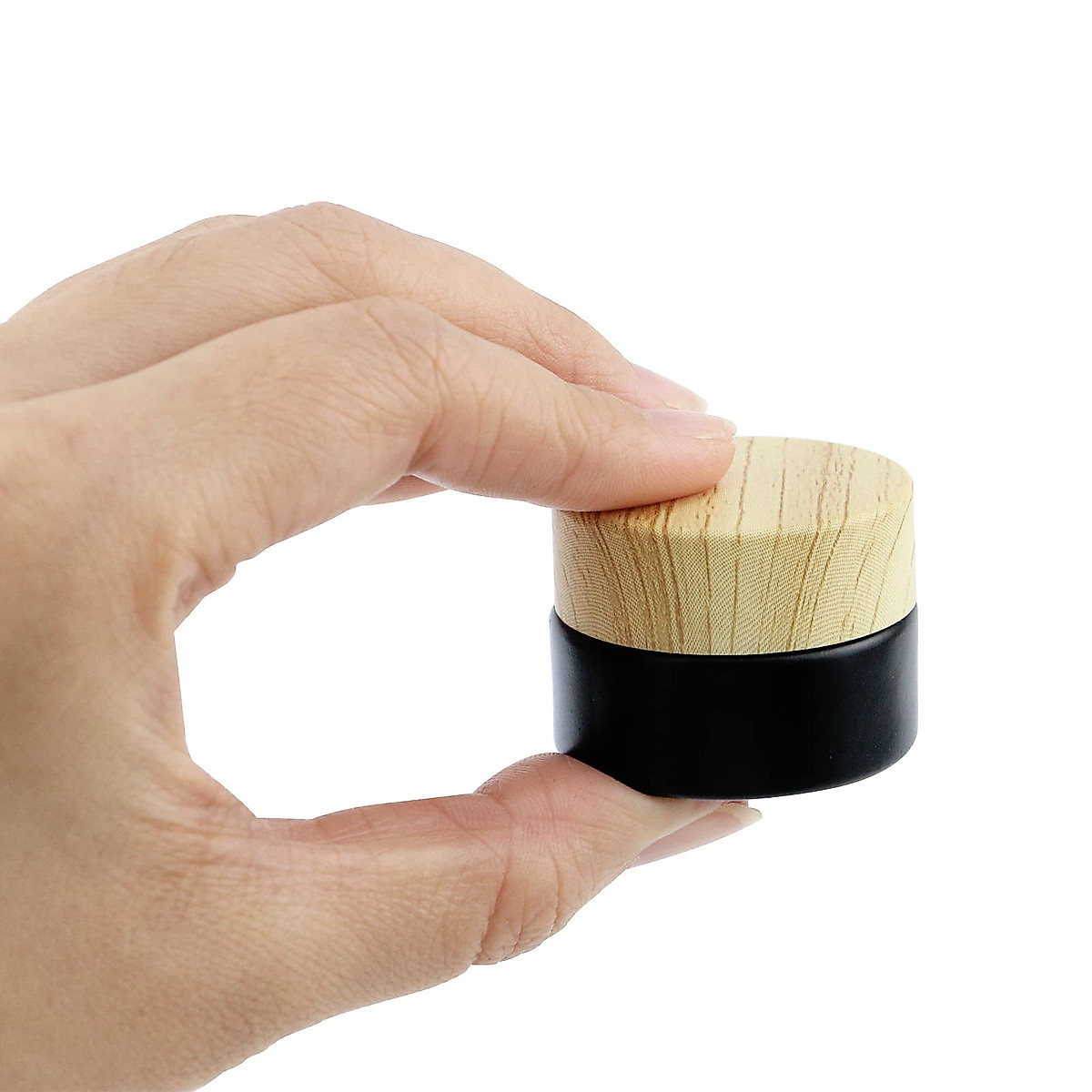 Tighall Small Empty Black Glass Cosmetic Containers with Lids Round Frosted Travel Jars with Inner Liners Sample Jars Refillable Cosmetic Container Bottles for Lotions Sample Eye Creams (3 PACK, 5g)