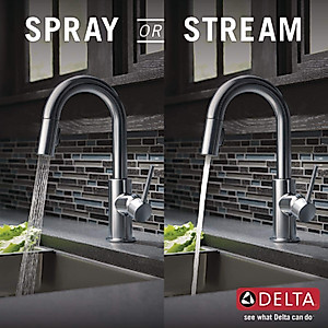Delta Faucet Trinsic Bar Faucet Brushed Nickel, Bar Sink Faucet Single Hole, Wet Bar Faucets with Pull Down Sprayer, Prep Sink Faucet, Faucet for Bar Sink, Arctic Stainless 9959-AR-DST
