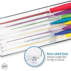 iDesign Linus Kitchen Knife Storage Drawer Organizer, Container for Countertop, Cabinet, Pantry - Clear, 16.5" x 6" x 2" - Clear