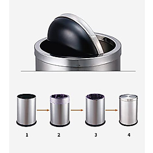 4 Gallon Black Stainless Steel Bathroom Trash can Garbage can Wastebasket Bin with Lids for Kitchen Bedroom Living Room Office(Black)