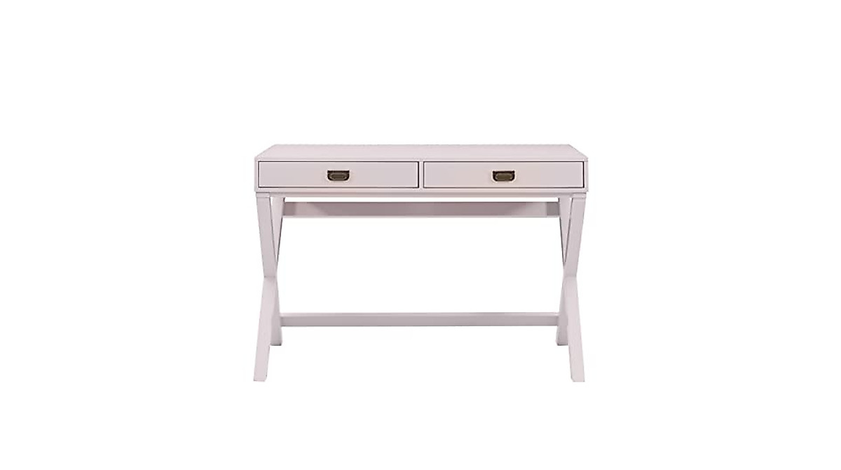 Linon Jaycee X Base Writing Desk in Light Pink