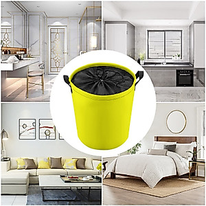 Large Laundry Hamper, Bag, Bright Yellow Solid Plain Collapsible Laundry Basket Dirty Clothes Washing Bin for College Dorm, Family Essentials