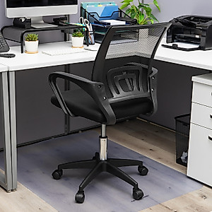Mind Reader Office Chair with Wheels, Height Adjustable, Desk Chair, Office, 23" L x 21" W x 34.25-38" H, Black