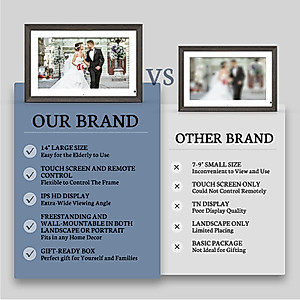 BSIMB 32GB 13.3 Inch Wood-Effect WiFi Digital Photo Frame HD IPS Touch Screen Smart Large Picture Frame with Remote Control, Auto-Rotate, Wall Mountable, Easy to Share Photos & Videos via App & Email