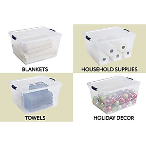 Rubbermaid Cleverstore 71 Qt Storage Bins with Lids, Latching Plastic Storage Container for Home Organization and Containers for Organizing, (4 Pack)
