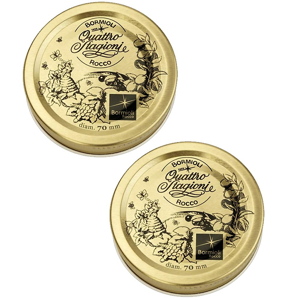 Bormioli Rocco Quattro Stagioni 2.75" Flip Top Canning Jar Lids, Rustic Gold