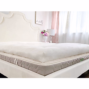 The Futon Shop Royal Luxury Mattress Topper King with Horse Hair, Cashmere and Wool - Soft Mattress Topper for Back Pain - Plush Mattress Toppers with Organic Cotton Case - The Best Mattress Toppers