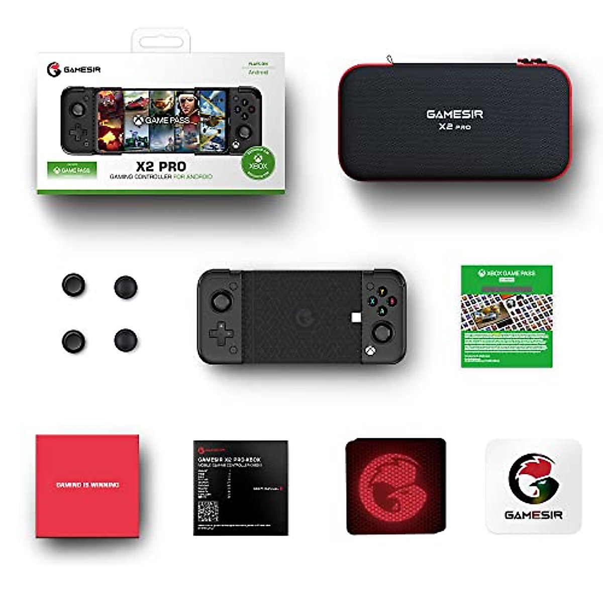 GameSir X2 Pro-Xbox Mobile Game Controller for Android Type-C (100-179mm), Phone Controller for xCloud, Stadia, Luna - 1 Month Xbox Game Pass Ultimate -Passthrough Charging (Black)