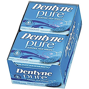 Dentyne Pure Mint with Herbal Accents Sugar Free Gum, 10 Packs of 9 Pieces (90 Total Pieces)