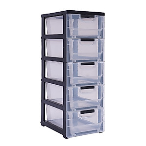 Clear Plastic Drawers with 5 Dressers, Plastic Drawers Dresser, Multi-Layer Drawer Storage Cabinet, Sorting Storage Cabinet, Closet Organizer Unit for Apartment or Home, 11.81"W x 15.74"D (Clear)
