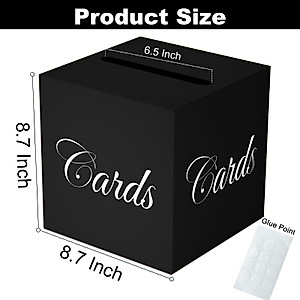 Black and Silver Card Box for Party, 8.7" White Gift Card Box Money for Wedding, Graduation, Birthday, Baby Shower, Retirement, Anniversary, Bridal Shower, Raffle Ticket, Cards Receiving Box