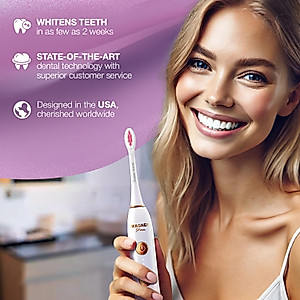 Wagner Stern WHITEN+ Edition. Whitening Electric Toothbrush with Pressure Sensor. Offers 5 Brushing Modes, 3 intensities, 8 Soft Brush Heads, and a Luxury Travel case.