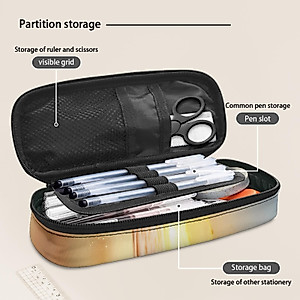 AQYAPTOIY Golden Retriever Beach Pencil Case for Girls Aesthetic Pencil Pouch for Kids Special Pen Bag with Pen Slot Pencil Box for Children Boys Large Capacity Pouch Organizer for Study