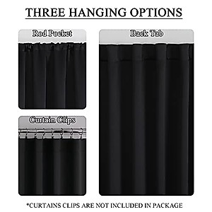 Estelar Textiler Black Blackout Curtains for Bedroom, Thermal Insulated Light Blocking Curtains 84 Inches Long, Back Tab and Rod Pocket Room Darkening Window Drapes for Living Room,52x84 Inch,2 Panels