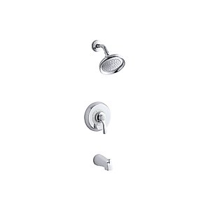 Kohler TS12007-4S-CP Airfax Rite-Temp Bath and Shower Valve Trim with Lever Handle, Slip-Fit Spout and 2.5 Gpm Showerhead
