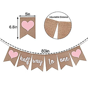 Half Way To One Banner - Half Birthday Banner, Its my 1/2 Birthday, Half Birthday Decorations, Burlap Birthday Banner, 6 Month Photo Prop,Best Birthday Party Supplies