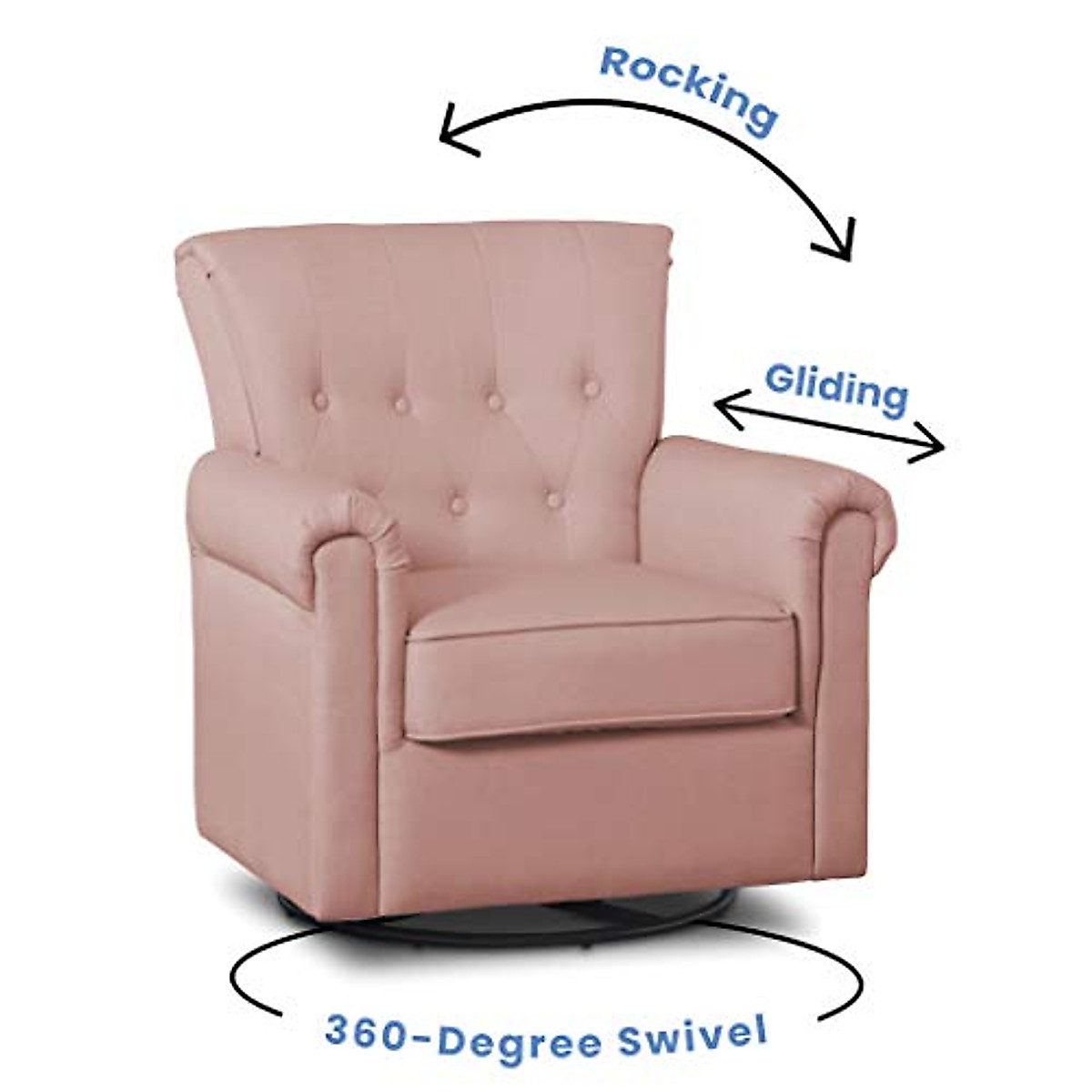 Delta Children Harper Glider Swivel Rocker Chair, Blush