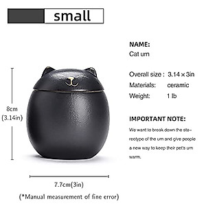 LMEILI Pet Urns for Cats Box Ashes Keepsake Memorial Cremation Small Dog Animal Ceramics Ashes Funeral Urn Personalized (Small Black)