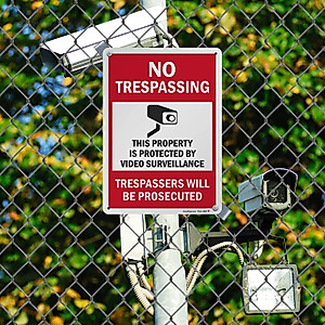 SmartSign "No Trespassing - This Property is Protected by Video Surveillance" Sign | 10" x 14" Aluminum