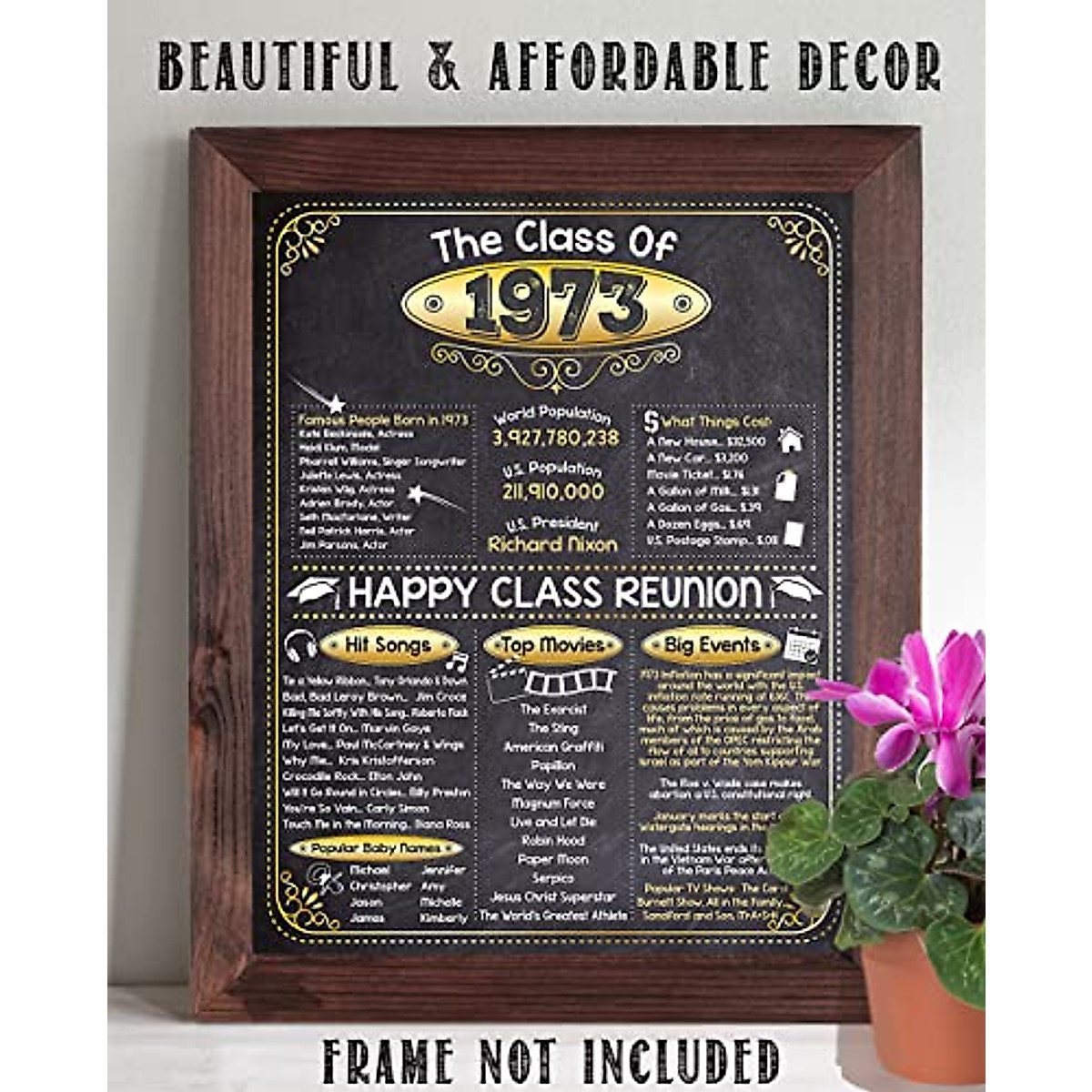 50th High School Reunion - Class of 1973-11x14 Unframed Poster - Perfect Party Decoration Under $15