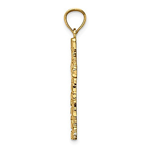 Solid 14k Yellow Gold Nugget Cross Pendant Charm