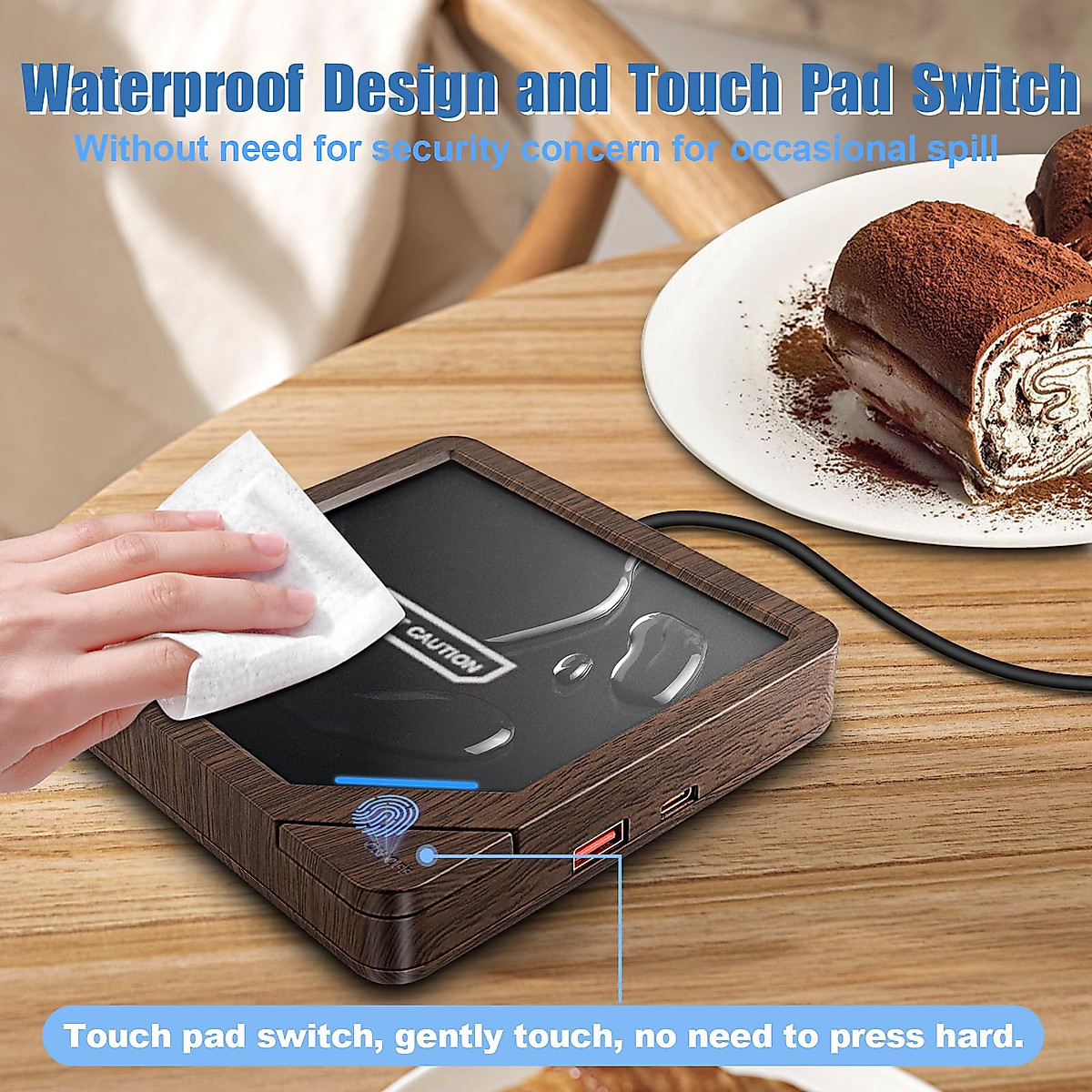 Coffee Mug Warmer: Candle Warmer Coffee Warmer for Desk Auto Shut Off Candle Wax Warmer for Scented Wax Smart Heated Mug Warmer for Coffee, Tea, Hot Chocolate, Milk, no Cup (U1-Wood)