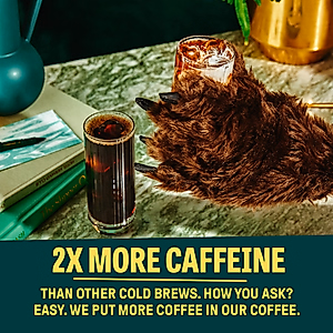 Wandering Bear Organic Straight Black Cold Brew Coffee On-the-Go, Iced Coffee, 11 fl oz, 1 pack - Extra Strong, Smooth, Organic, Unsweetened, Shelf-Stable, Ready to Drink, Cold Coffee, Cold Brewed Coffee