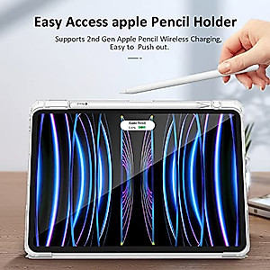 Hoidokly Clear Case for iPad Pro 11 inch (4th/3rd/2nd/1st Generation) 2022/2021/2020/2018 - [Built-in Pencil Holder] Shockproof Cover Transparent Back Shell - Gray
