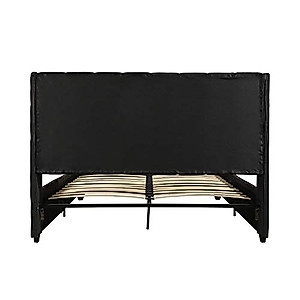 Christopher Knight Home Riley Fully-Upholstered Bed Frame-Queen-Size-Traditional-Black