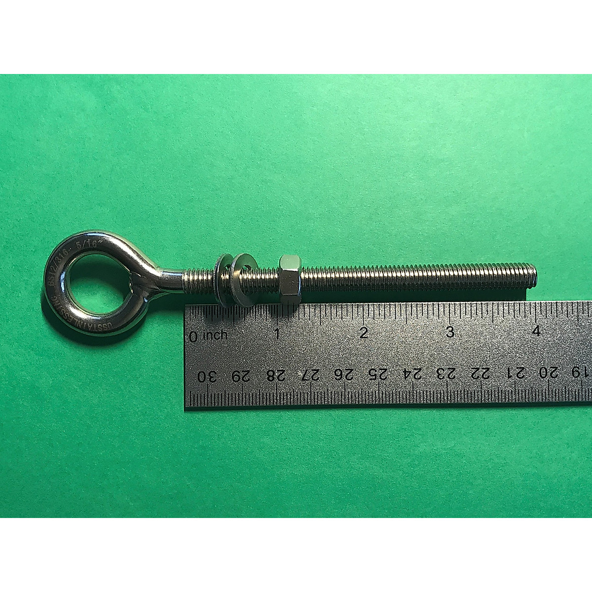 US Stainless 2 Pieces Stainless Steel 316 M8 Eye Bolt 8mm x 100mm Marine Grade Pitch of 1.25