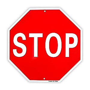 Enjoyist Stop Sign Street Slow Warning Reflective Signs 12"x 12" 40 Mil Rust Free Aluminum Sign, UV Protected and Weatherproof