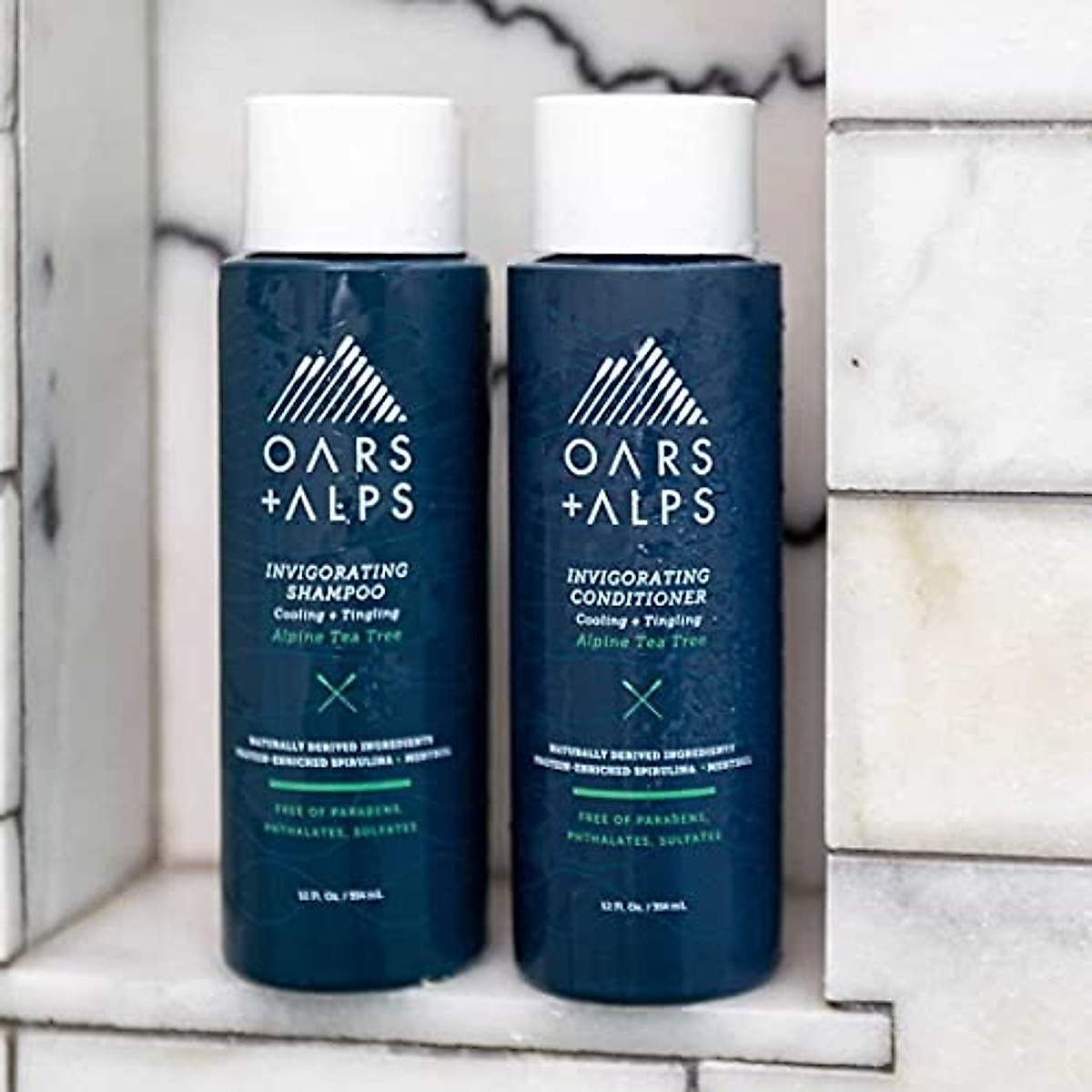 Oars + Alps Men's Sulfate Free Hair Shampoo, Infused with Witch Hazel and Tea Tree Oil, Alpine Tea Tree, 12 Fl Oz