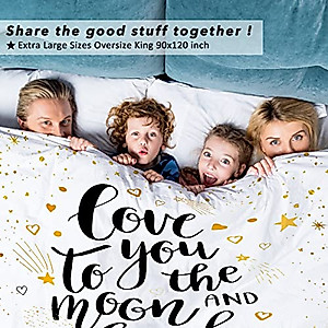 Todeyya Mama Bear Love You Moon and Back Blanket - ​Super Soft Flannel Fleece Blanket, Lightweight Microfiber Cozy Plush Blanket for Couch Sofa Gifts L 80x60 in for Adults