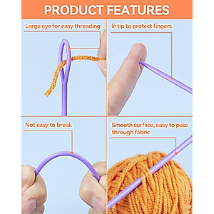 FIVEIZERO 40PCS Plastic Needles – 4 Sizes with Large Eye, Plastic Sewing Needle with Threader and Box, Yarn Needles for Crochet and Canvas, Crochet Needle for Handmade Crafts