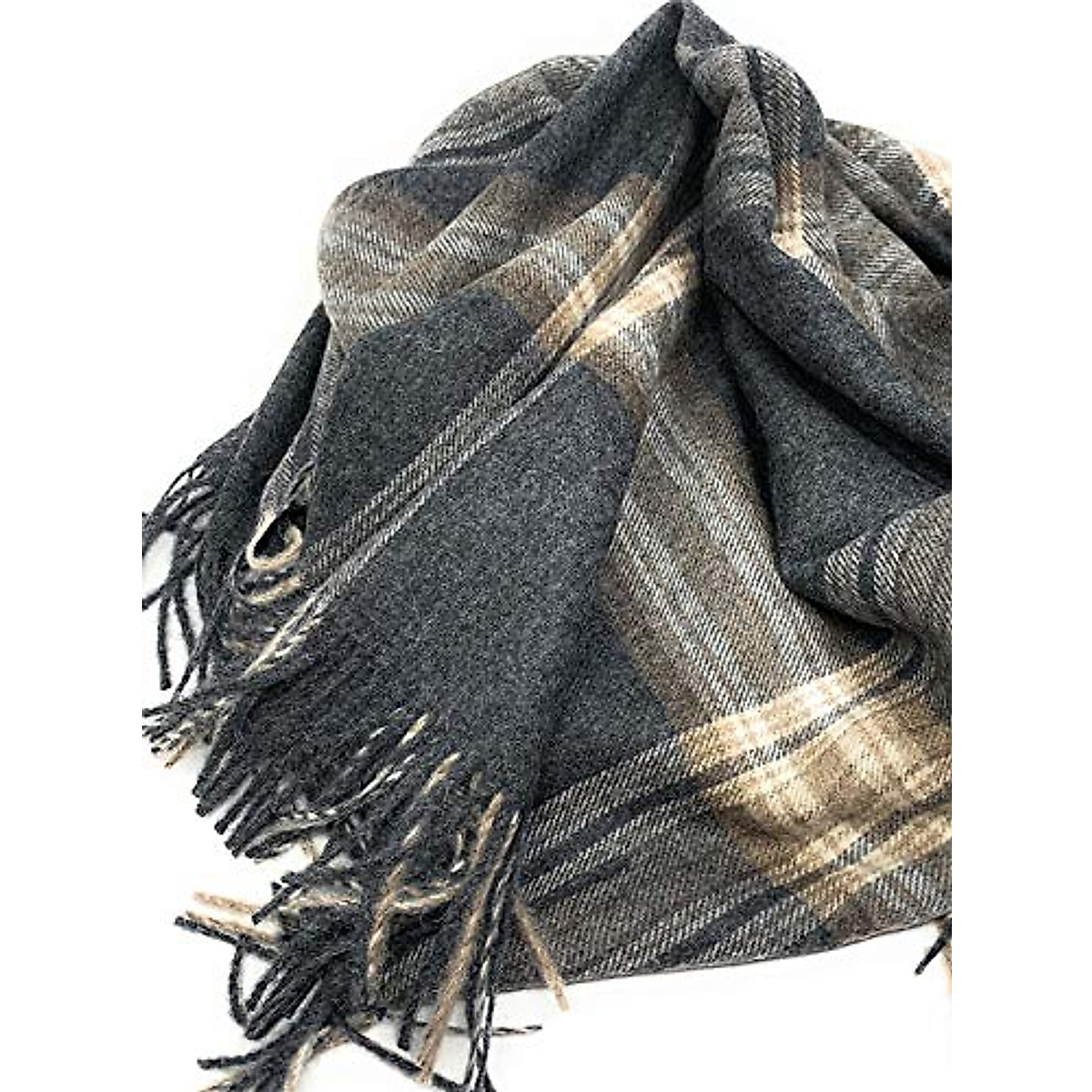 Alpaca Home | Tartan Plaid Alpaca Throw Blanket | 100% Baby Alpaca Wool in Natural Shades | 6.6 Feet Long X 4.25 Feet Wide | Hypoallergenic, Soft & Cozy (Campfire Plaid)
