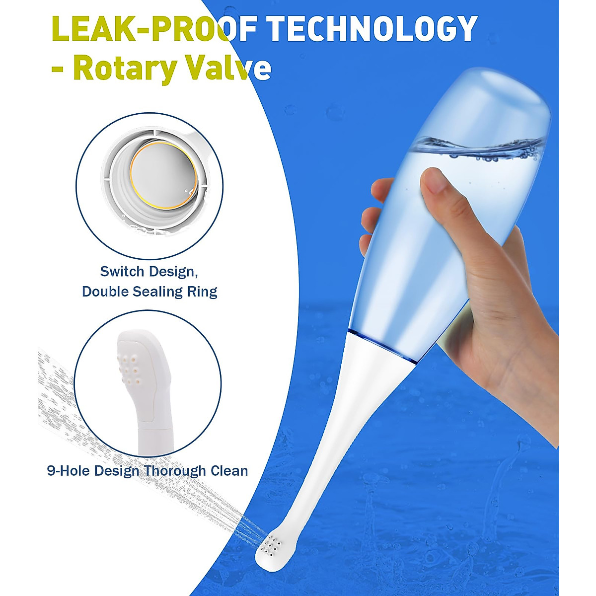 Portable Bidet-Postpartum Care-Peri Bottle for Travel -Portable Bidet 400ml Upside Down, Vaginal Cleaning, Recovery, Hospital Labor and Delivery Essentials - Blue