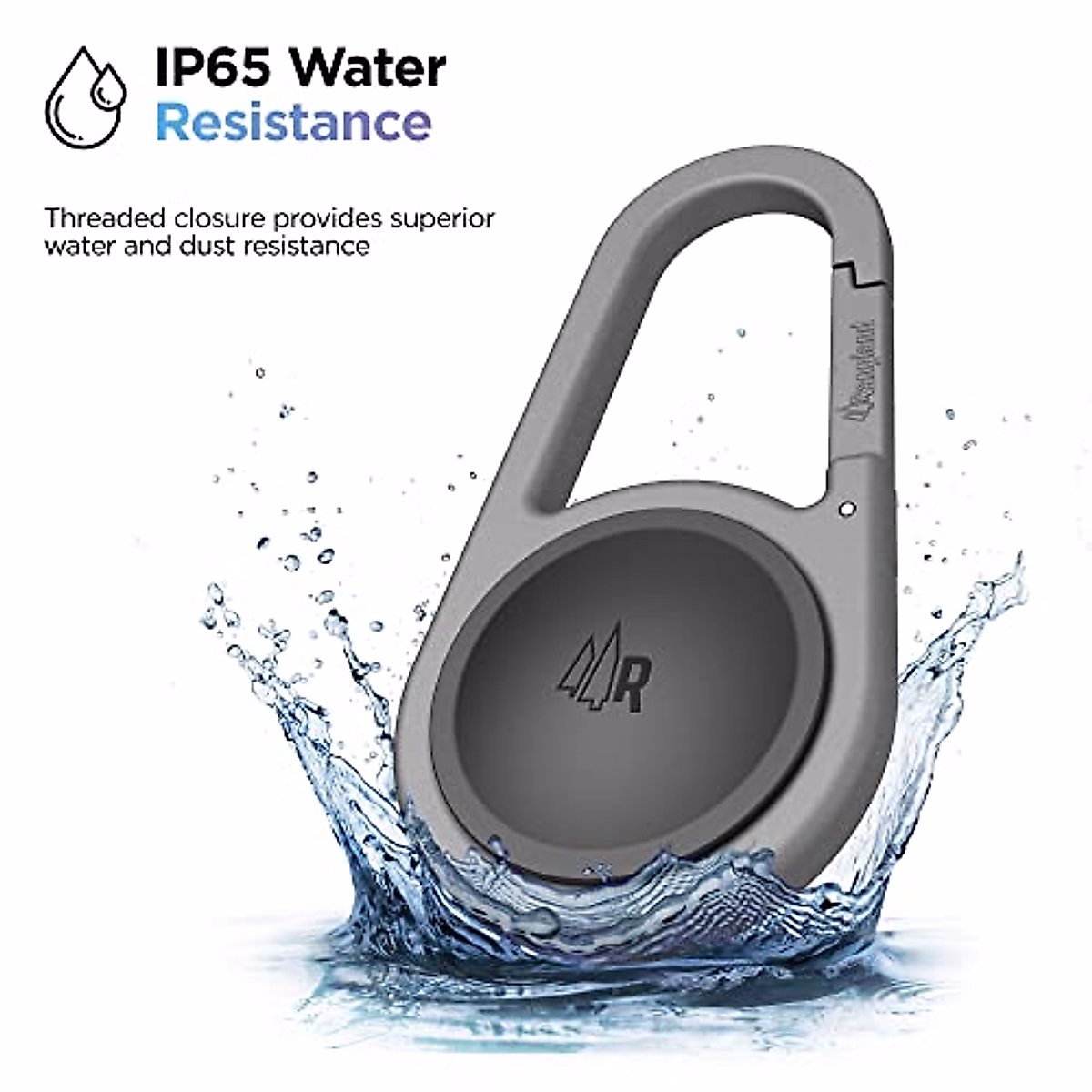 RANGLAND Carabiner AirTag Holder with Keychain - Ultra Durable Shockproof/Waterproof Case with Spring-Loaded Clip (Designed for Apple AirTag) (Aluminum)