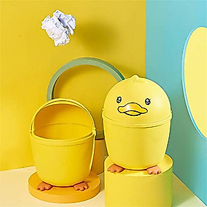 ESD HSDMYSH Countertop Trash Can Cute Yellow Duck Desktop Trash Can TabletopTrash Can Mini Garbage cans for Bedroom Living Room Bathroom Small Wastebasket with Lid