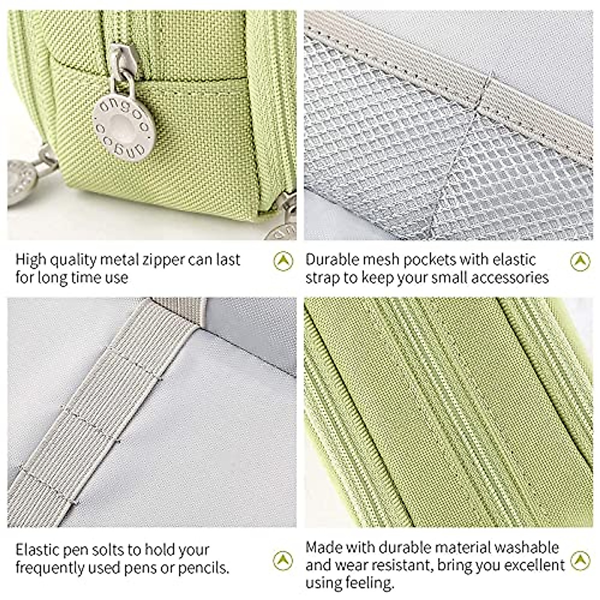 CICIMELON 2PC Pencil Case Big Capacity Pen Bag Pouch Stationery Organizer with Zipper for School Students Office Women Green