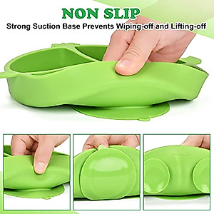 PARENTCARE Toddler Plates, Stay Put Baby Plates with Suction, Food Grade Silicone Divided Suction Plates for Toddler and Babies, Baby Led Weaning Plates, Non Slip Self Feeding Supplies for Any Surface