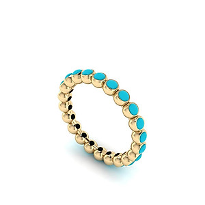 Full Band Turquoise Band Ring 925 Sterling Silver Turquoise Wedding Band 14k Turquoise Birthstone Ring By JEWELOVESTORE (10, Gold)