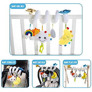 Ebrima Baby Car Seat Toys Newborn Toys, Stroller Toys Baby Toys 0-6 Months, Infant Spiral Plush Toys Hanging Stroller Toys for Carseat Crib Bar Bassinet - Colorful Star
