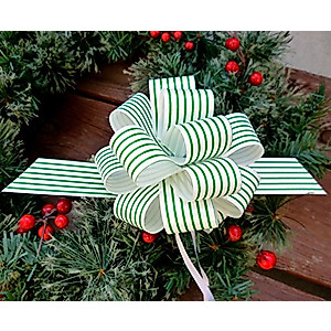 Christmas Gift Pull Bows - 5" Wide, Set of 9, Red, Green, Gold, Stripes, Swirls, Gift Bows, Christmas Presents, Birthday, Boxing Day, Hanukkah, Wreath, Swag, Christmas Tree, Fundraiser