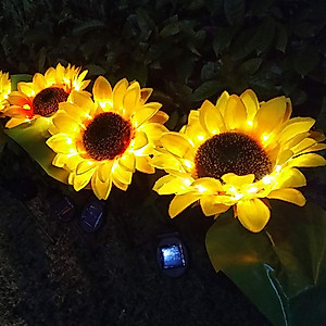 CENGNIAN 26in Sunflower Flower Solar Lights, Solar Fairy Lights Decor Fence Landscape Patio Yard Walkway, Landscape Stake Light for Yard, Pathway, Patio Decor, Solar Lights for Outside