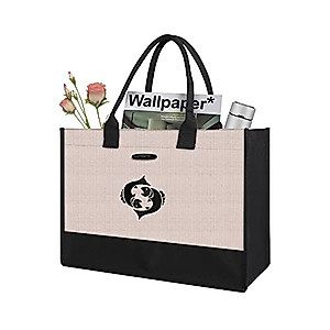 Aricsen Reusable Personalized Jute Gift Canvas Tote Bag for Women Handbags with Handles, Friends Mother Sister Daughter Birthday, Travel Bridesmaid Beach Grocery Shopping (Pisces, Large)